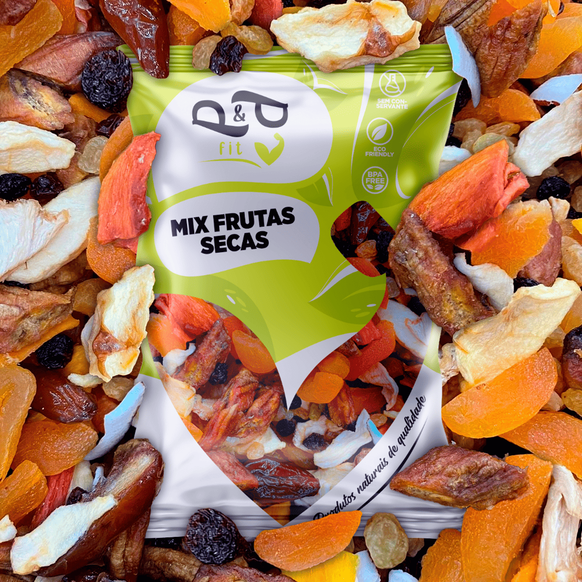 Mix Frutas Seca Damasco Uva Passas Raspa de Coco Banana - P&P - P&P Fit ...