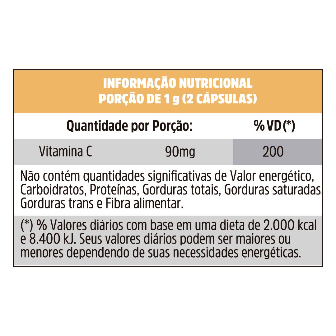 Vitamina C 200% IDR - 60 CÁPSULAS - P&P Fit - A sua loja de Produtos ...