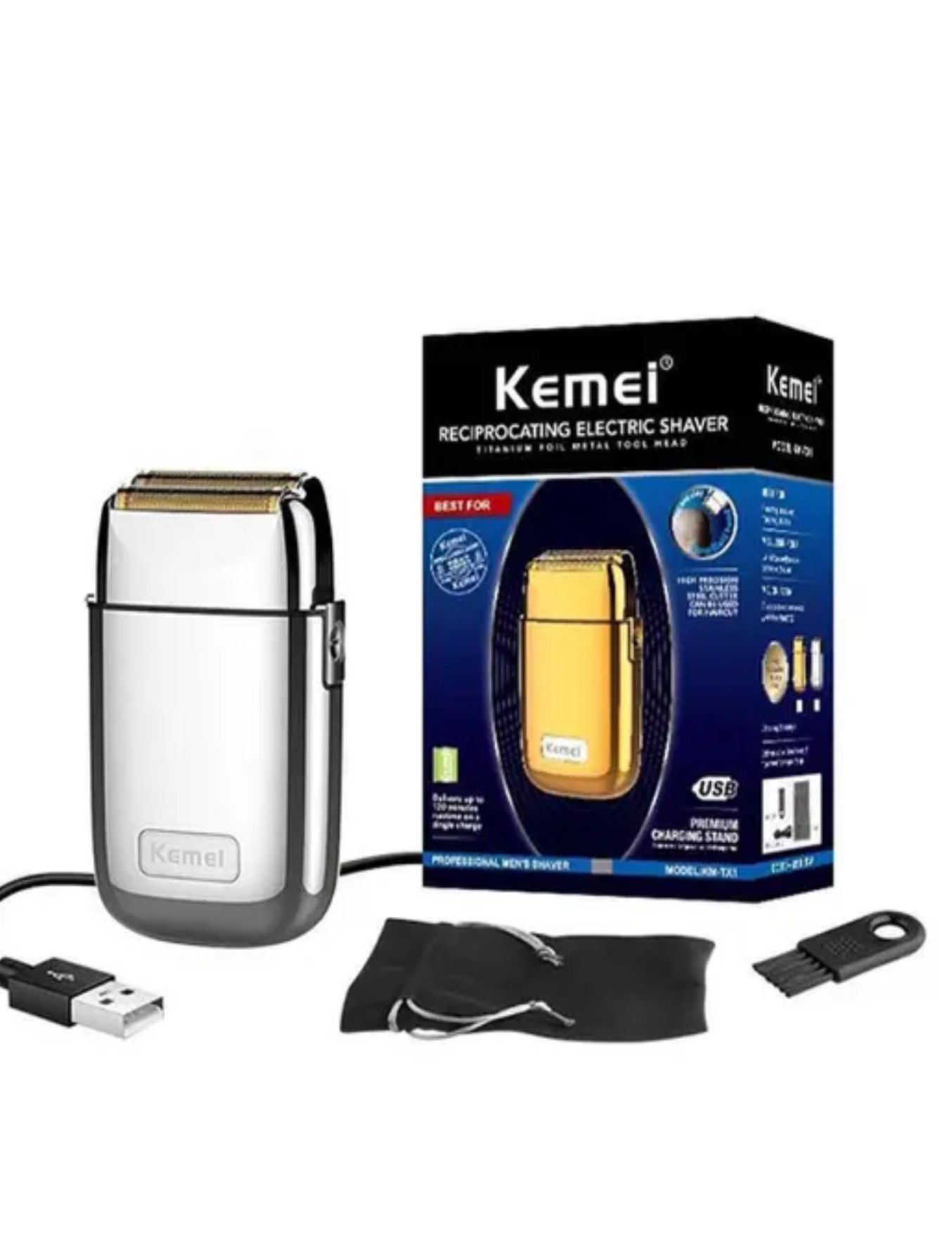 Maquina de Cortar Cabelo Prof. Kemei Km 1763 + Acabamento km 3230 ...