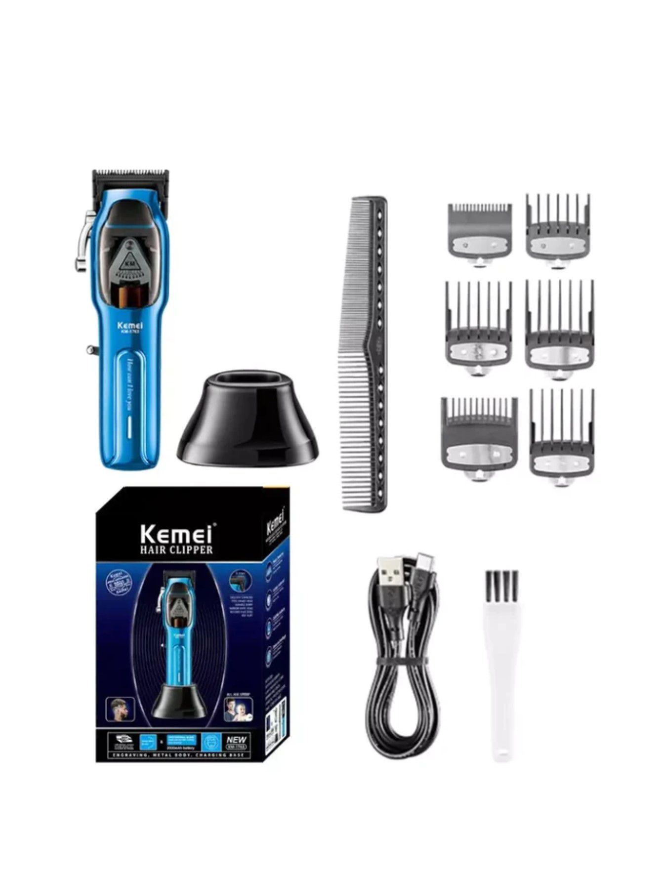 Maquina de Cortar Cabelo Prof. Kemei Km 1763 + Acabamento km 3230 ...