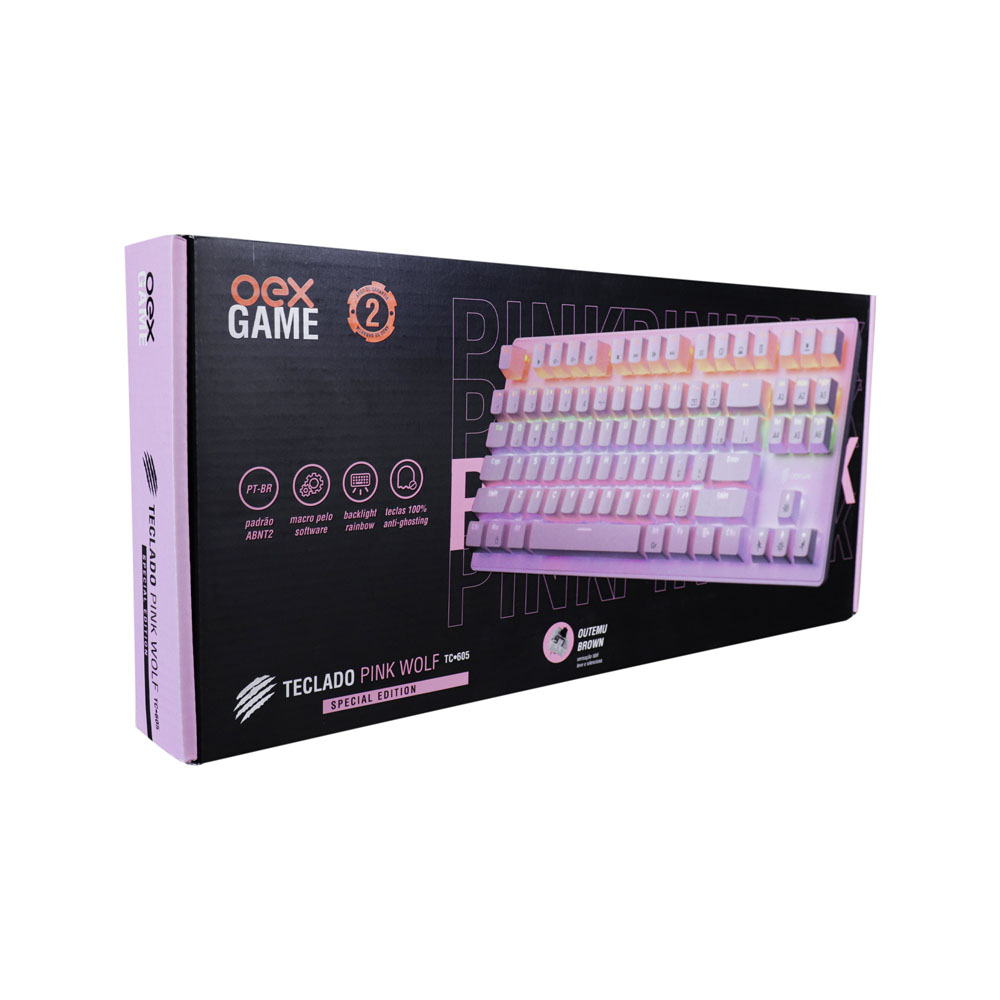 Teclado Mecânico Gamer OEX Wolf TC605 Rosa Switch Marrom ABNT - 2Plays ...