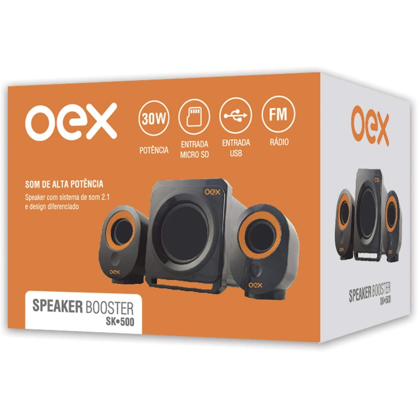 Caixa de Som OEX SK500 Speakers Booster Subwoofer - 2Plays - As ...