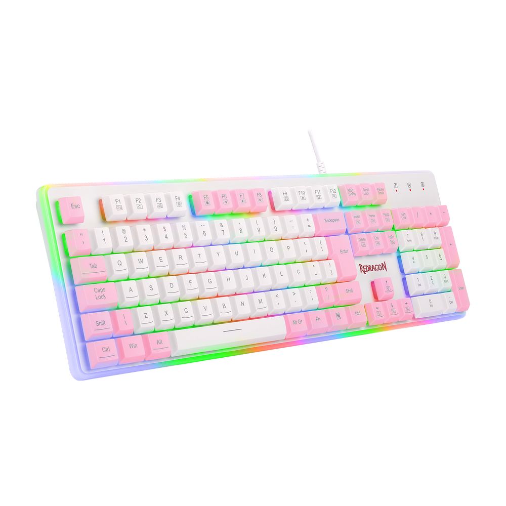 Teclado Gamer Redragon Dyaus 2, Membrana, RGB, White, ABNT2, Full-Size ...