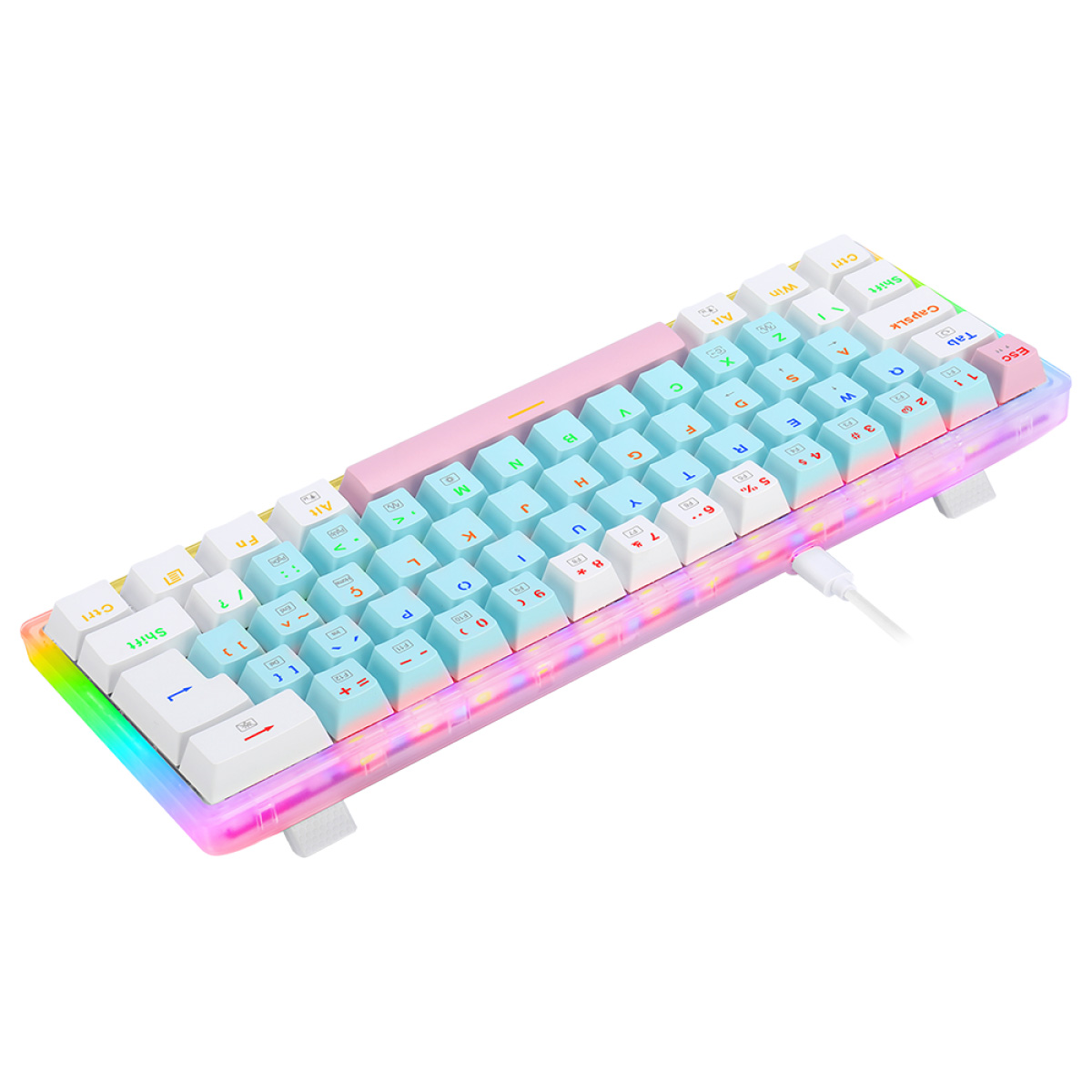Teclado Mecânico Gamer Redragon Akali Keycaps Rosa, Azul e Branco, Rai ...