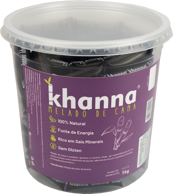 MELADO DE CANA-DE-AÇÚCAR - BALDE CONTÉM 100 SACHÊS DE 9g - Khanna