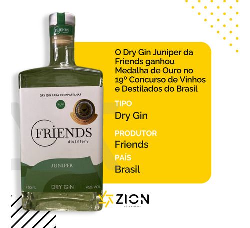 Dry Gin Friends Juniper Tradicional - Zion Loja Virtual