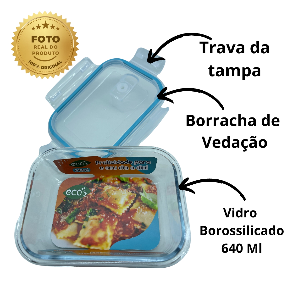 Pote de Vidro Hermético Com Tampa 640ml - Várias Cores - Lojas Aki Tem