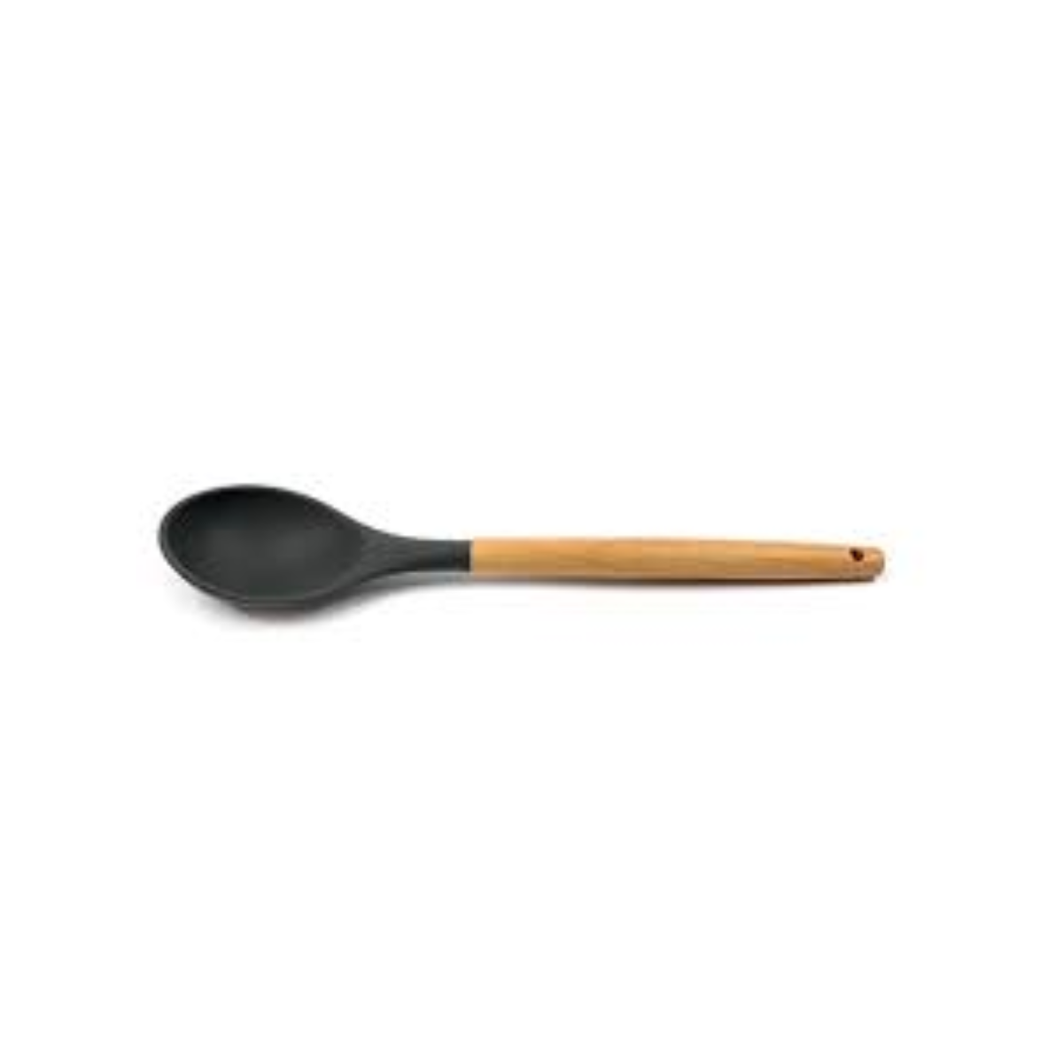 Colher de Silicone Preta Com Cabo de Madeira 31cm - Em Casa Tem - Lojas ...