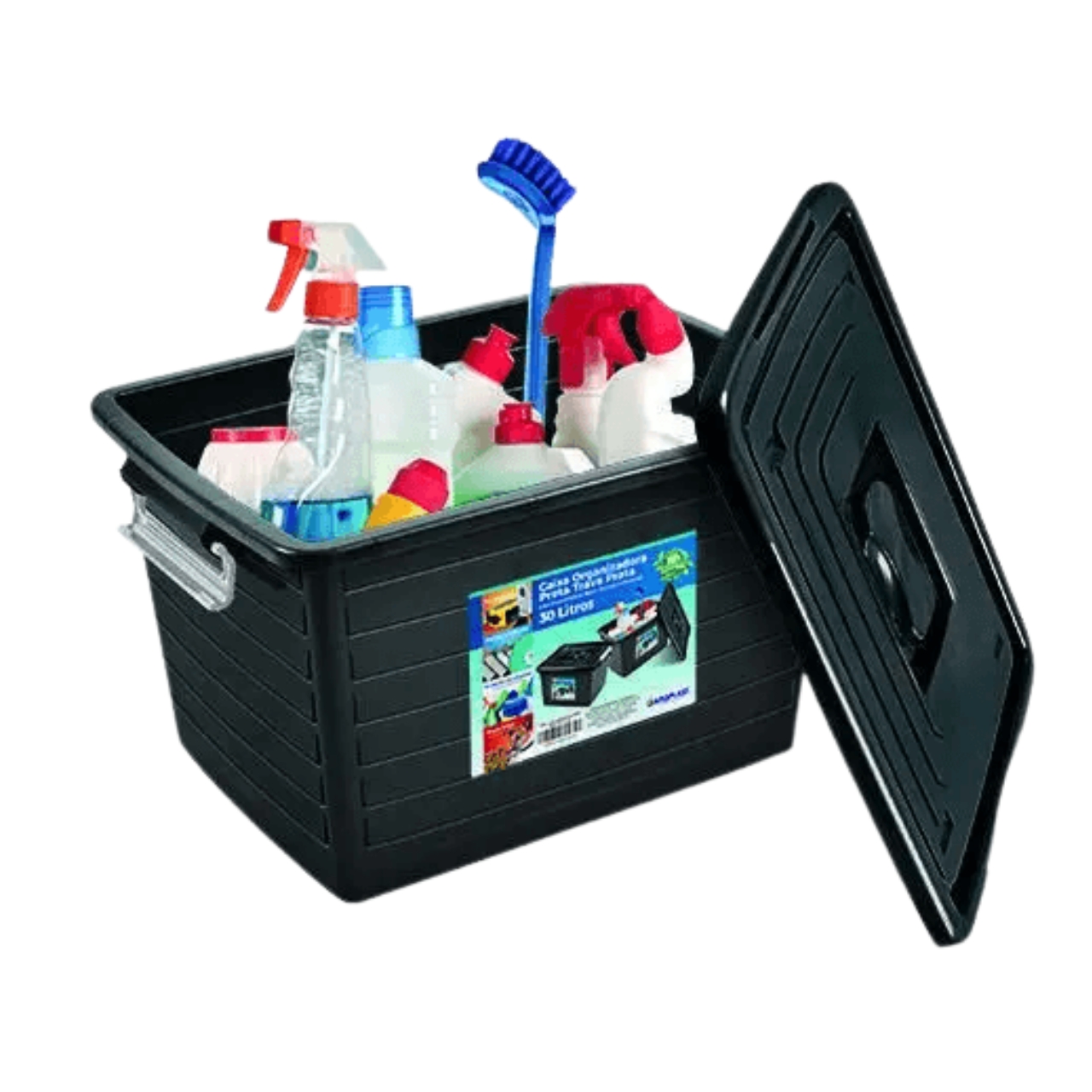 Caixa Organizadora 30L Preta Toyplast - Lojas Aki Tem
