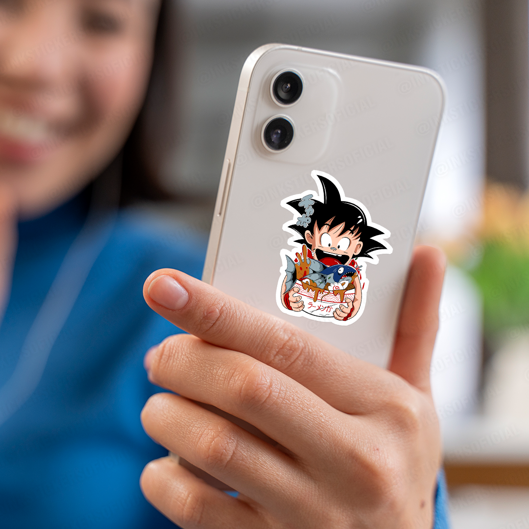 Adesivo A Prova D'água goku eating a fish - InkStickers