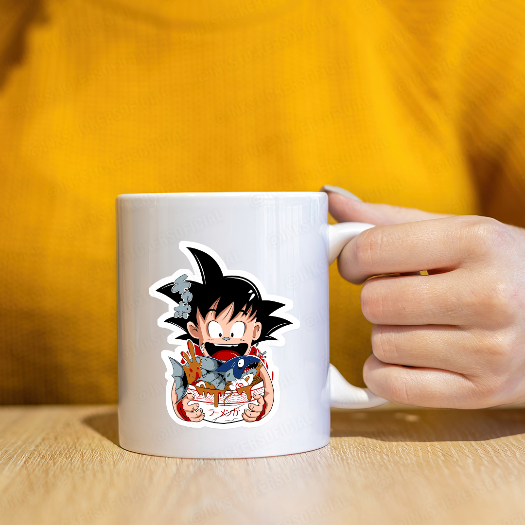 Adesivo A Prova D'água goku eating a fish - InkStickers