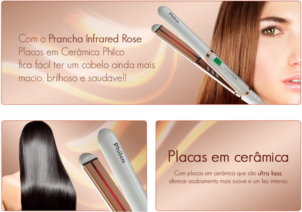 PRANCHA PHILCO INFRARED ROSE - BCO/RS BIVOLT - Sonata