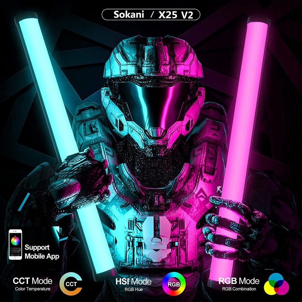 Tubo de Luz de LED RGB Sokani X25 com Bateria Interna - Backup Equipamentos