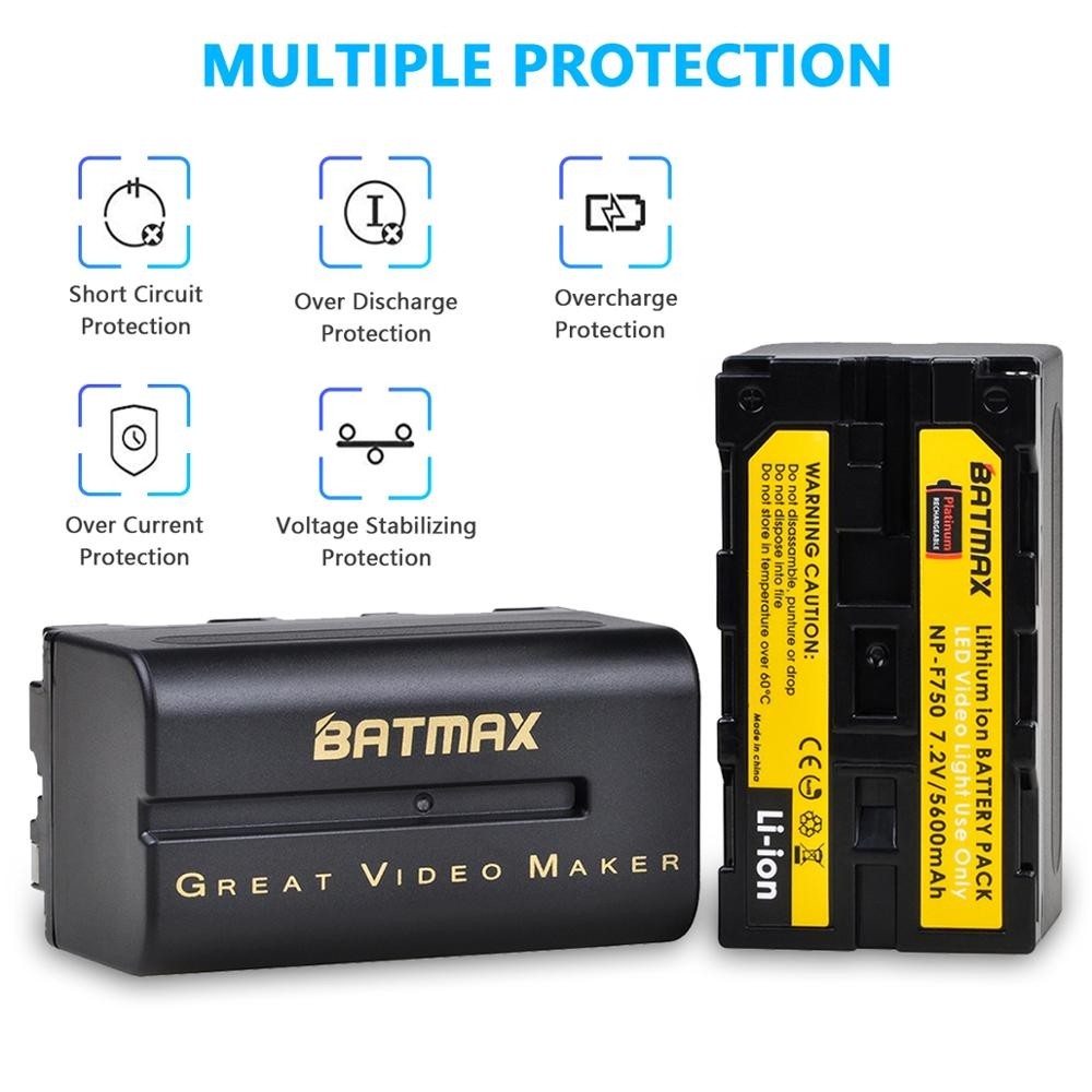 Bateria Batmax NP-F750 F770 Li-Ion 7.2V 5.600mAh para Iluminador LED - Backup Equipamentos