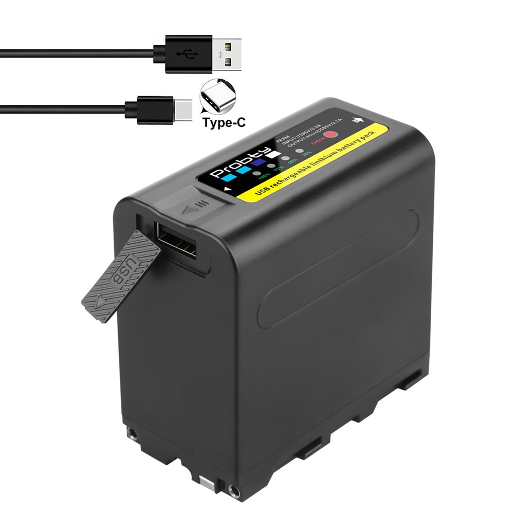 Bateria Probty NP-F980 F970 F960 Li-Ion 7.4V 8.800mAh com Portas - Backup Equipamentos