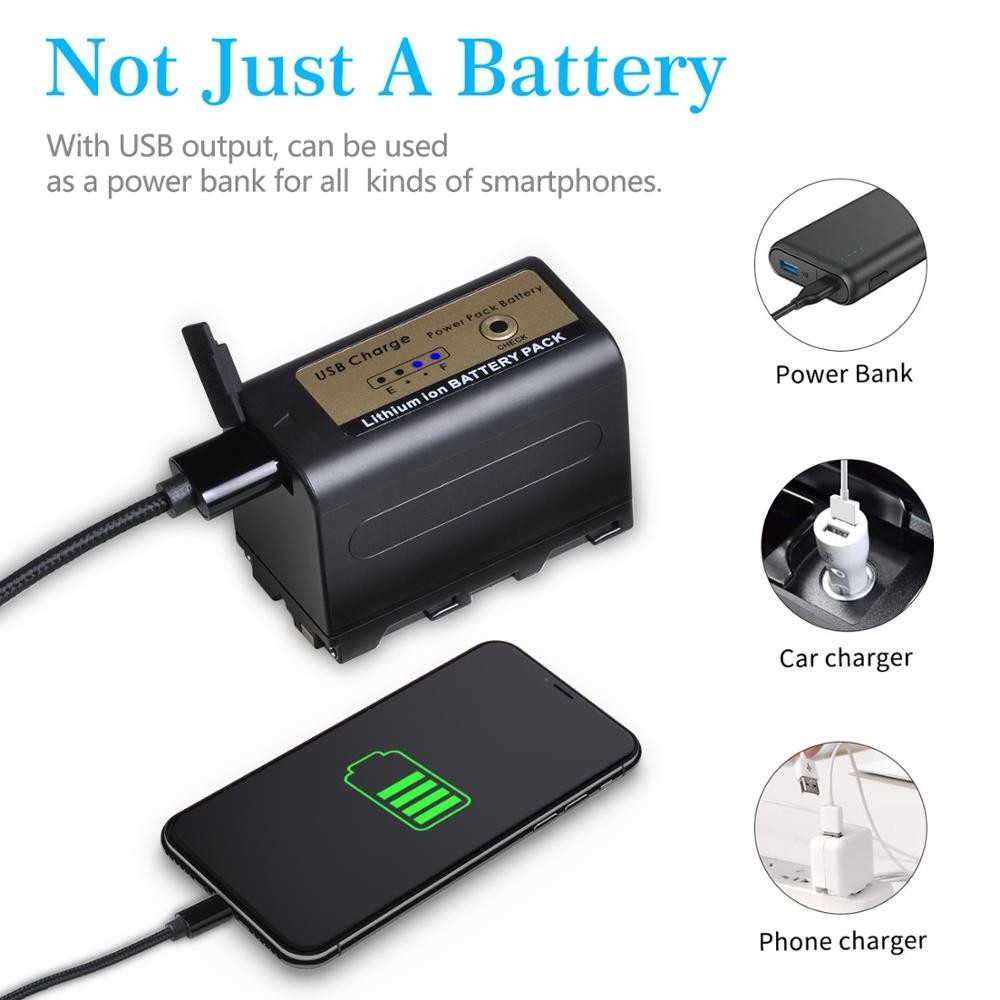 Bateria Batmax NP-F970 F960 Lithium-Ion 7.2V 7.800mAh com Portas USB - Backup Equipamentos