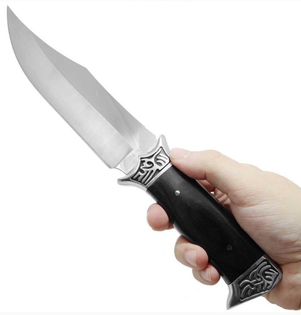 Faca Tática Hunter Cabo De Madeira Camping Pesca C/Bainha - Febre do Aço