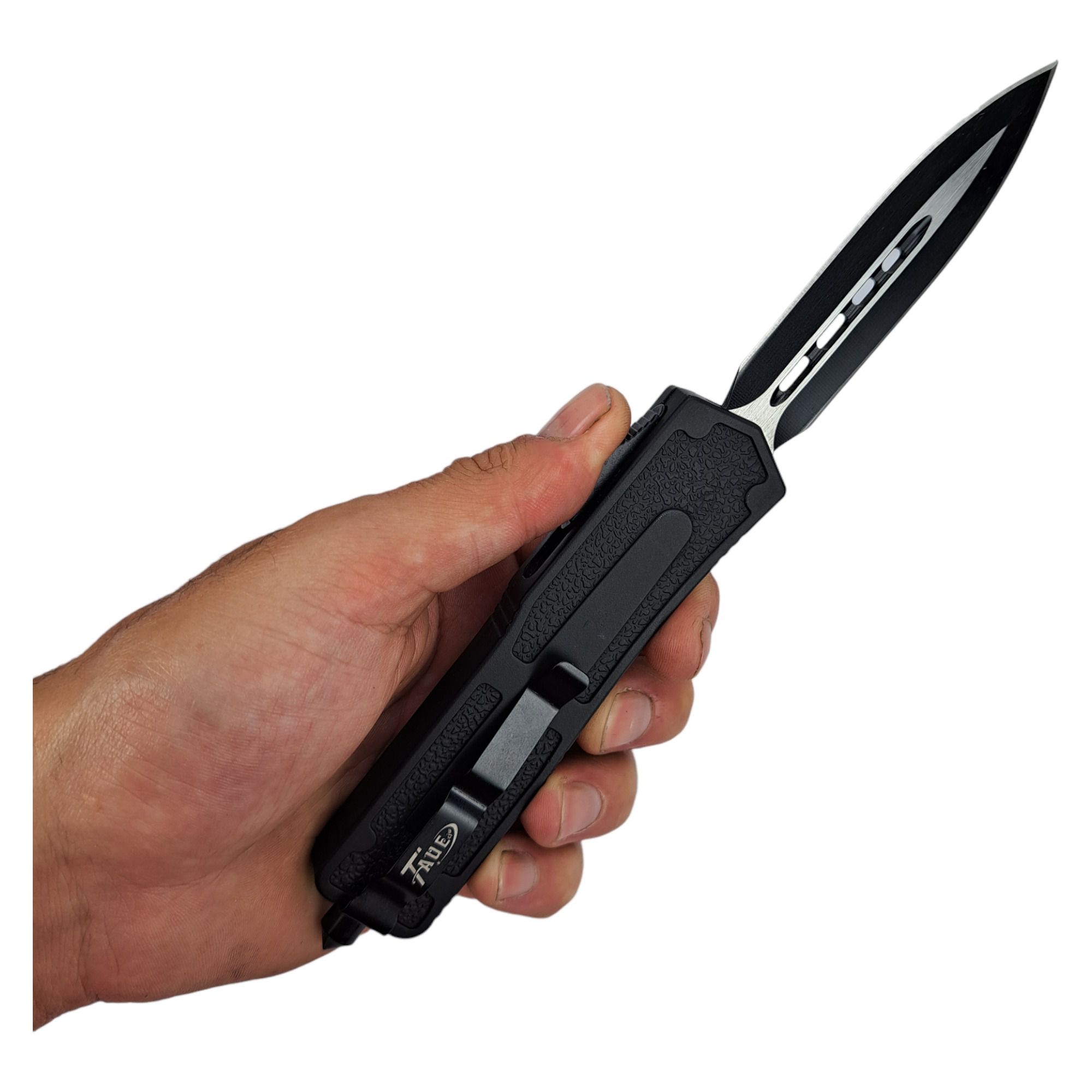 Canivete Tático Automático Frontal Lobo Branco 2 Gumes - Febre do Aço