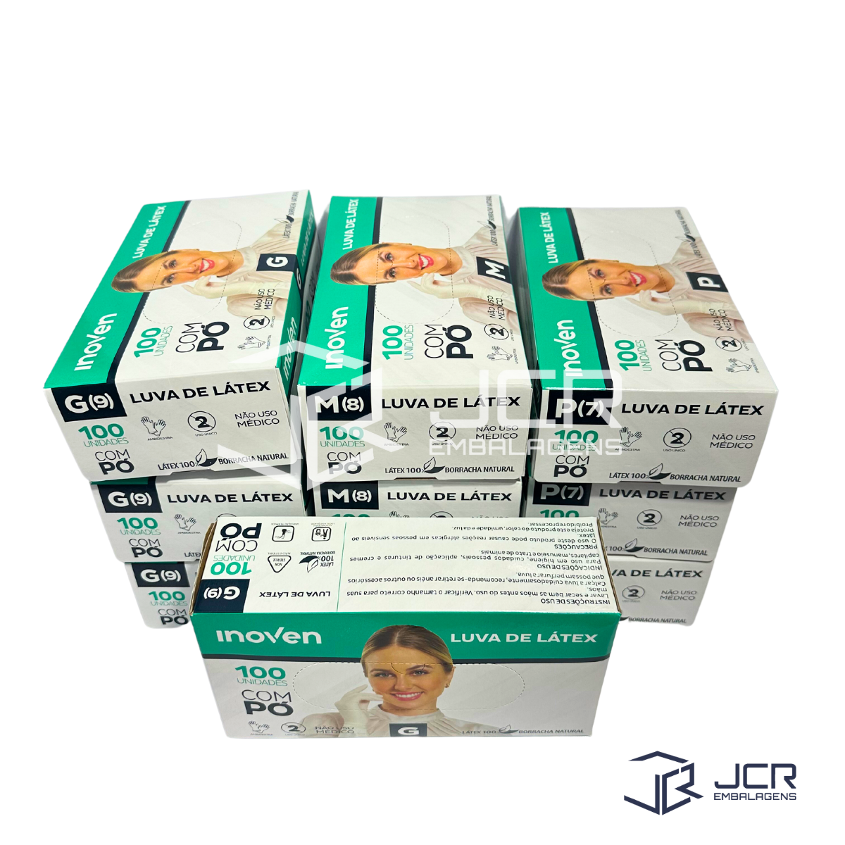 Luvas Látex Com Pó Branca TAM P M G com 100 Unidades Inoven - JCR ...