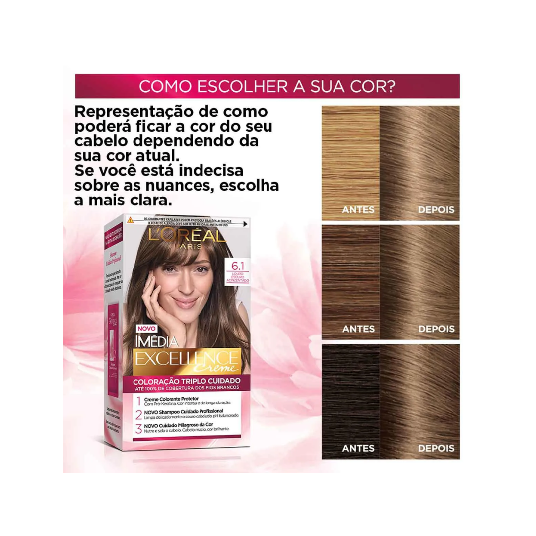 Tintura de Cabelo Imédia Excellence L'Oréal Paris Cor 6.7 Chocolate ...