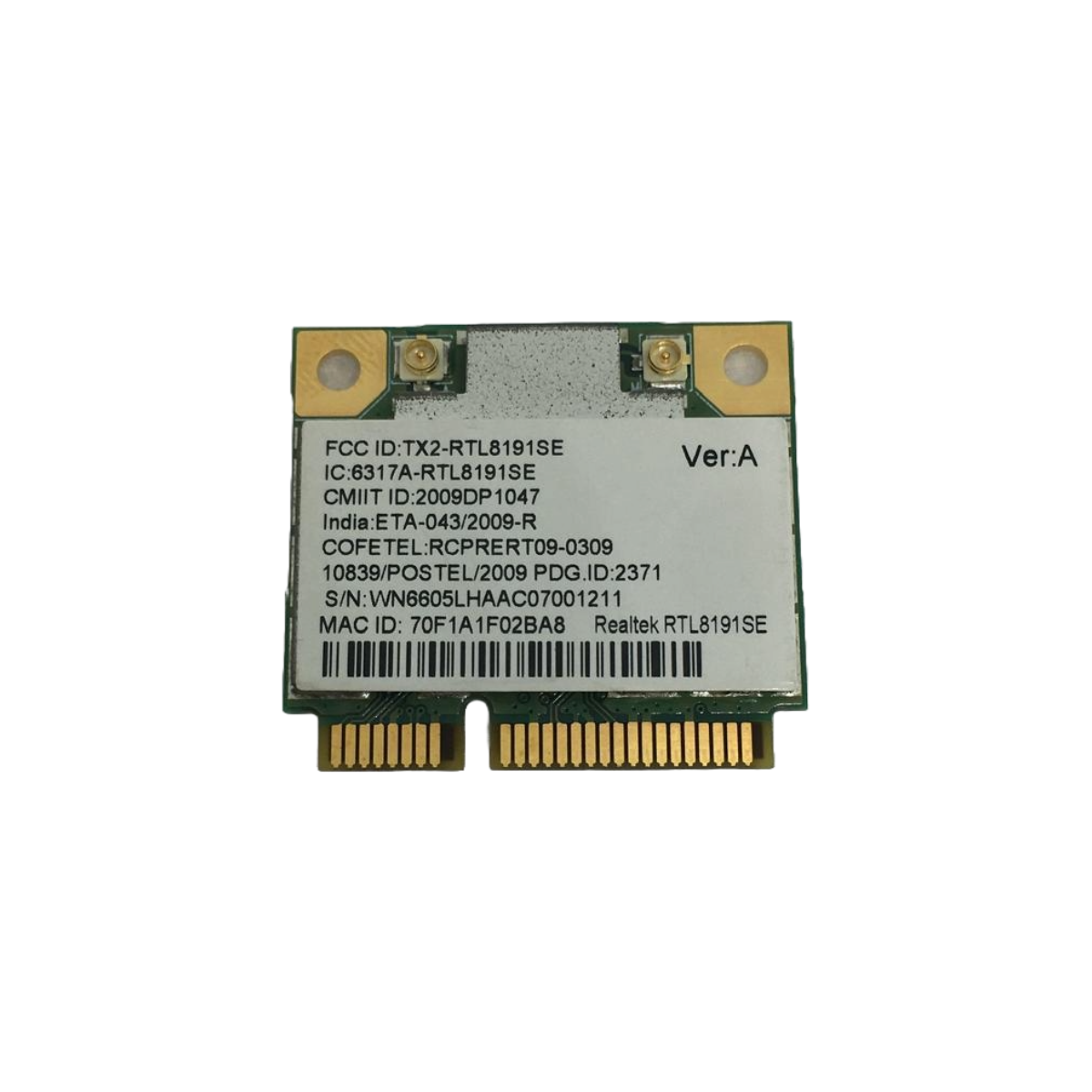 Placa De Rede Sem Fio Wireless Notebook Mini Pci-e Rtl8191se - Seven ...