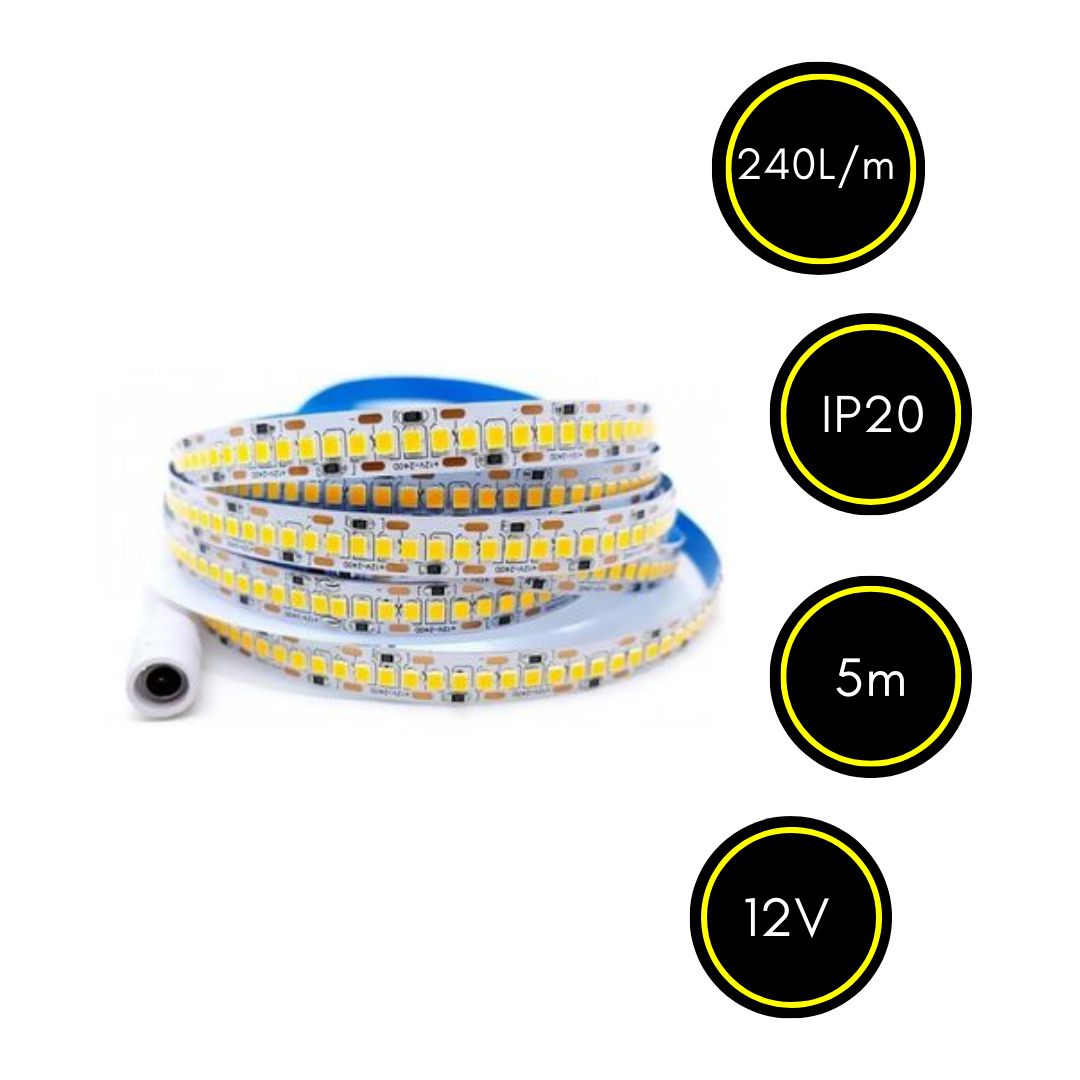 Fita 240 Led 2835 - 3000K - 5mts - MEGA ILUMINAÇÃO