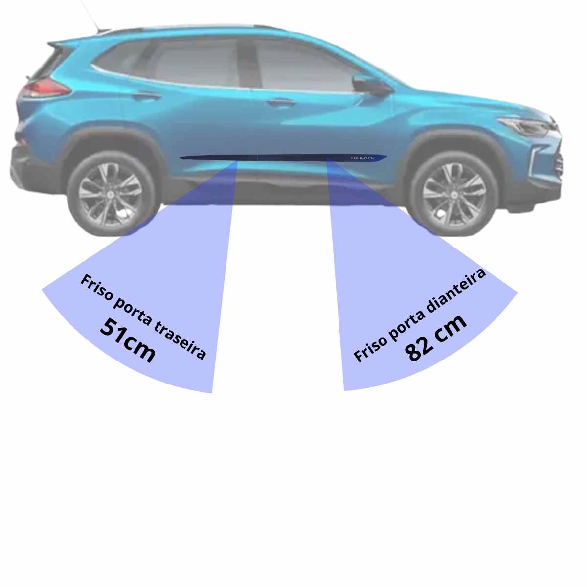Friso GM Tracker Azul Boreal escrita em cromado alto relevo - FK Parts