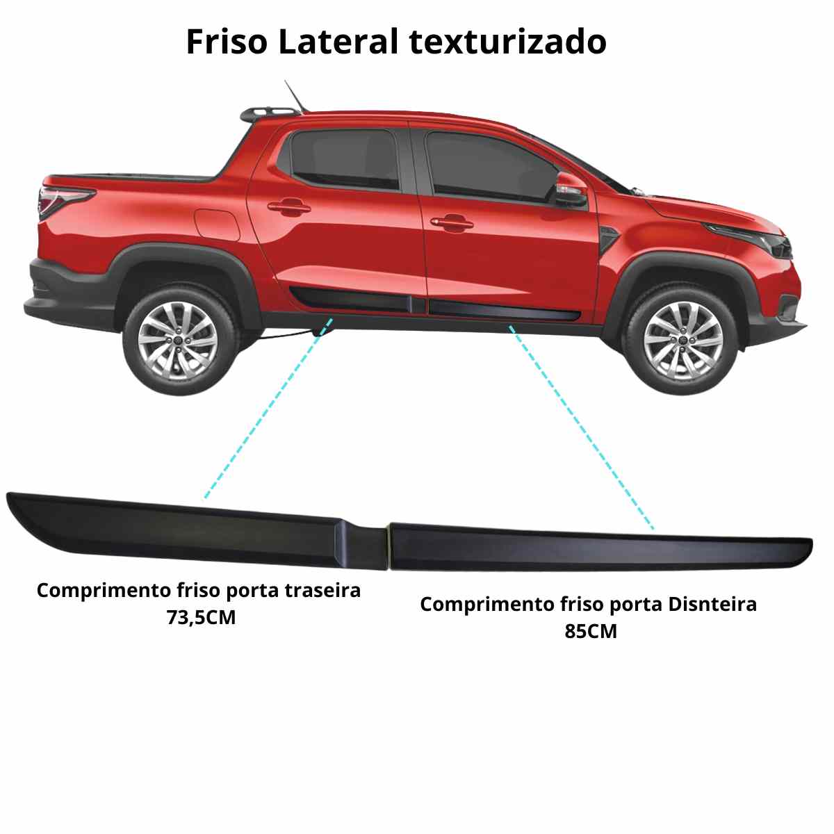 Friso Lateral Nova Strada 4 Portas 2021 a 2025 Cabine Dupla - FK Parts