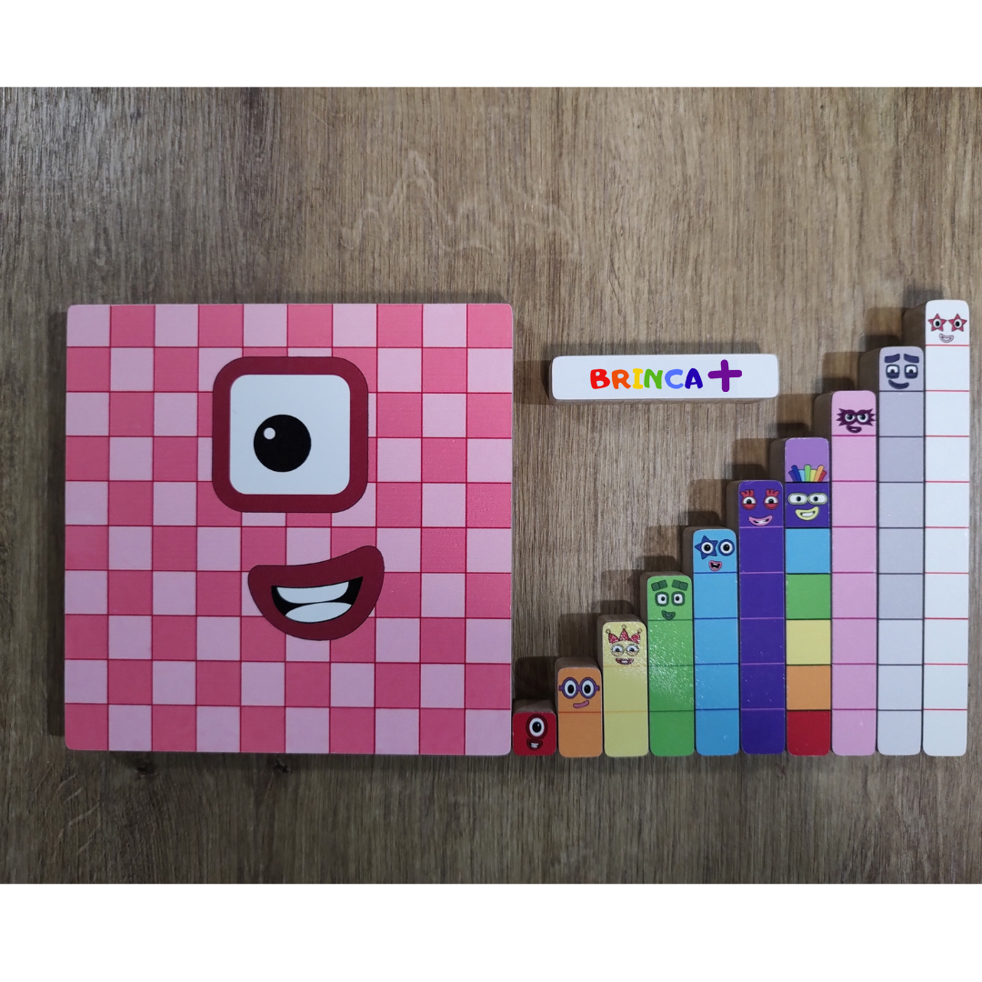 Numberblocks contanto de 1 a 100 Blocos de Madeira 19 pçs Brinca Mais ...