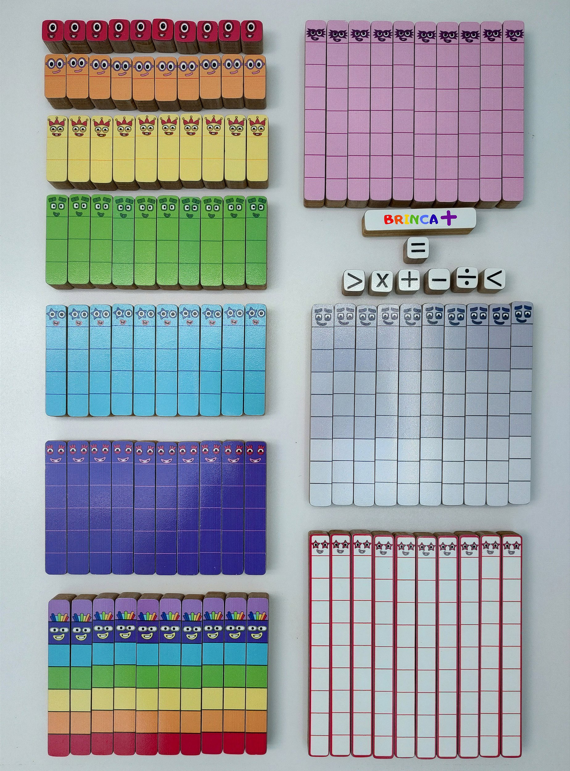 Numberblocks Escalonado 100 pç madeira brinquedo pedagógico BrincaMais ...