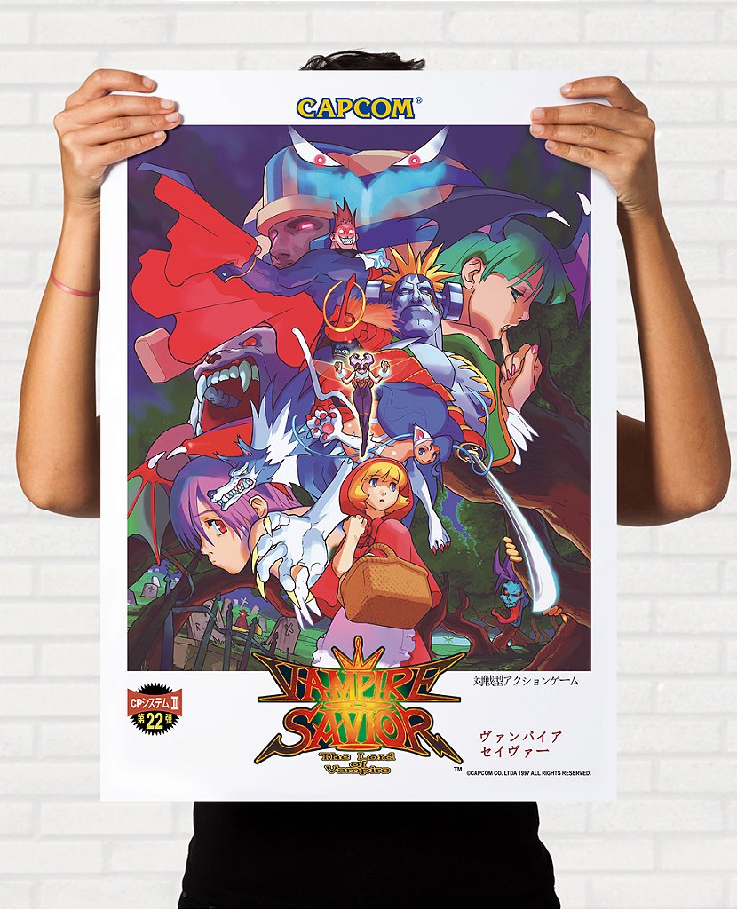 Quadro Vampire Savior (Darkstalkers 3) - Pôster Arcade Capcom Japonês ...