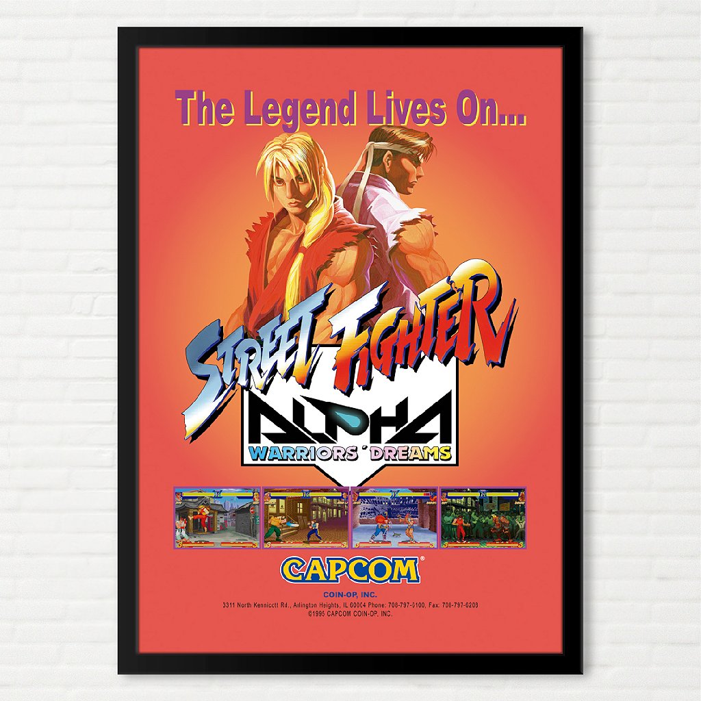 Quadro Street Fighter Alpha - Pôster Arcade Capcom - Final Frame Quadros Decorativos