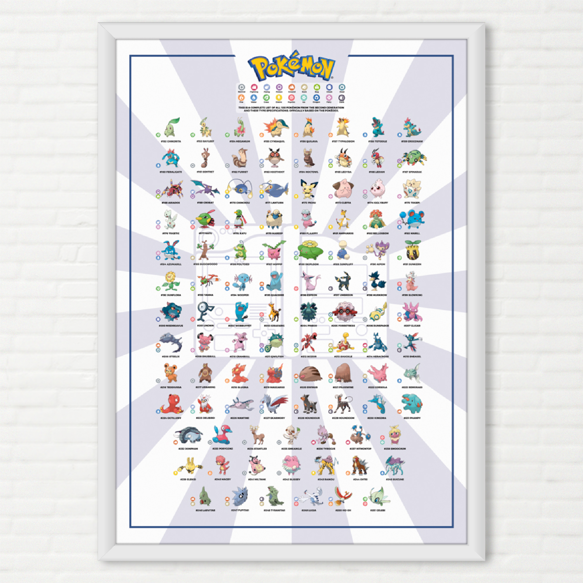 Quadro Pokémon Catálogo Segunda Geração 100 Pocket Monsters - Final ...