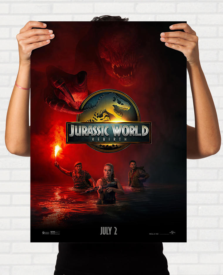 Quadro Jurassic World Rebirth Pôster Filme - Versão Pré-Lançamento ...