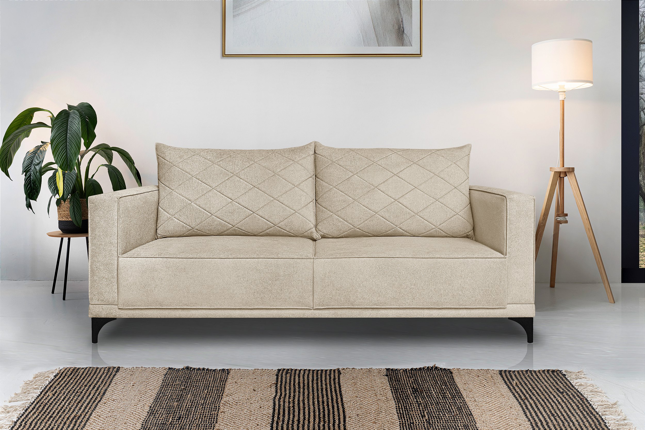 Sofá Orion 3 Lugares 200cm Linho Boucle - Renascer Decor