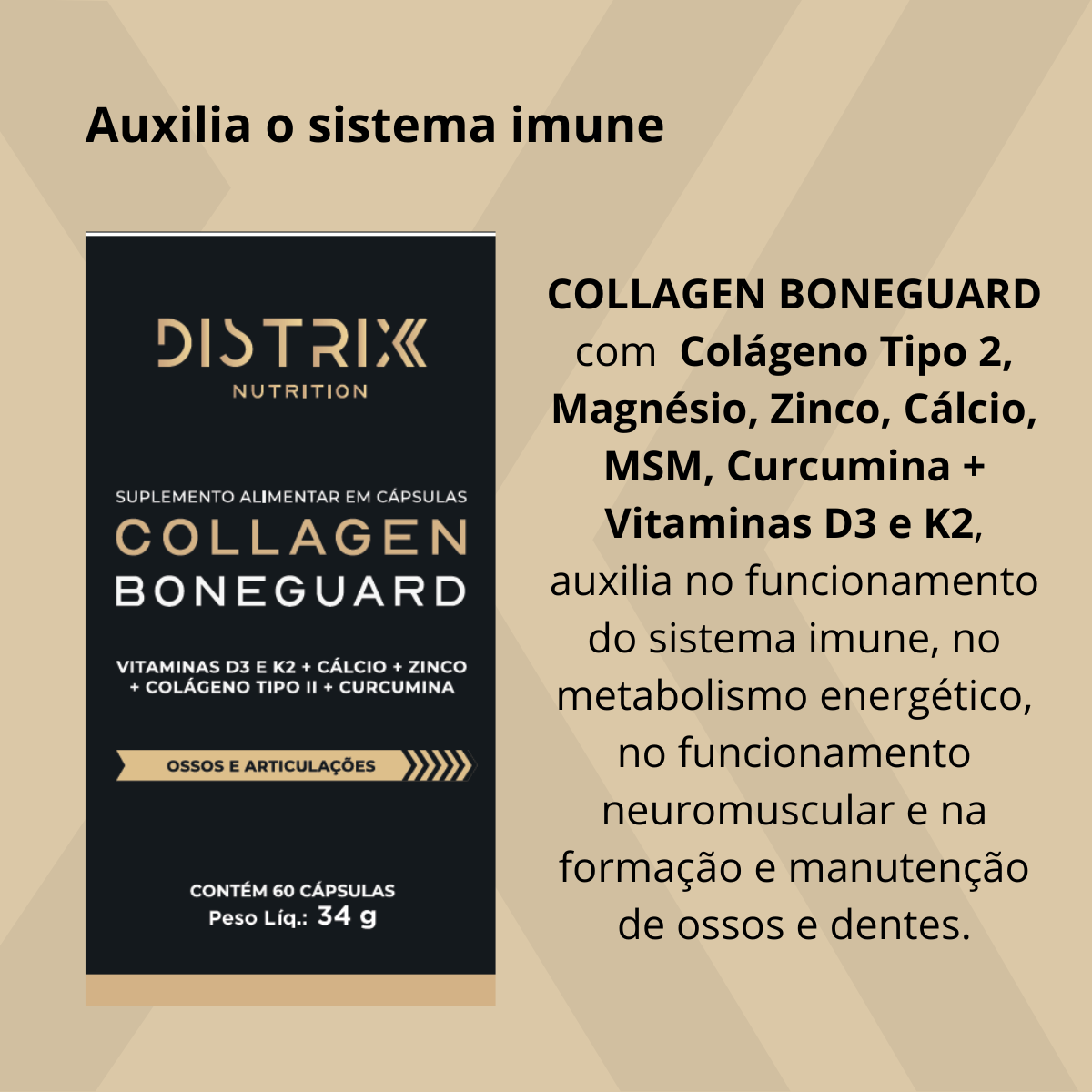 Collagen BoneGuard Distrix Nutrition 572mg Vitaminas D3 e K2, Colágeno ...