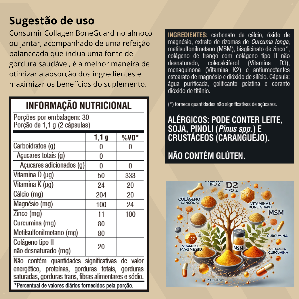 Collagen BoneGuard Distrix Nutrition 572mg Vitaminas D3 e K2, Colágeno ...