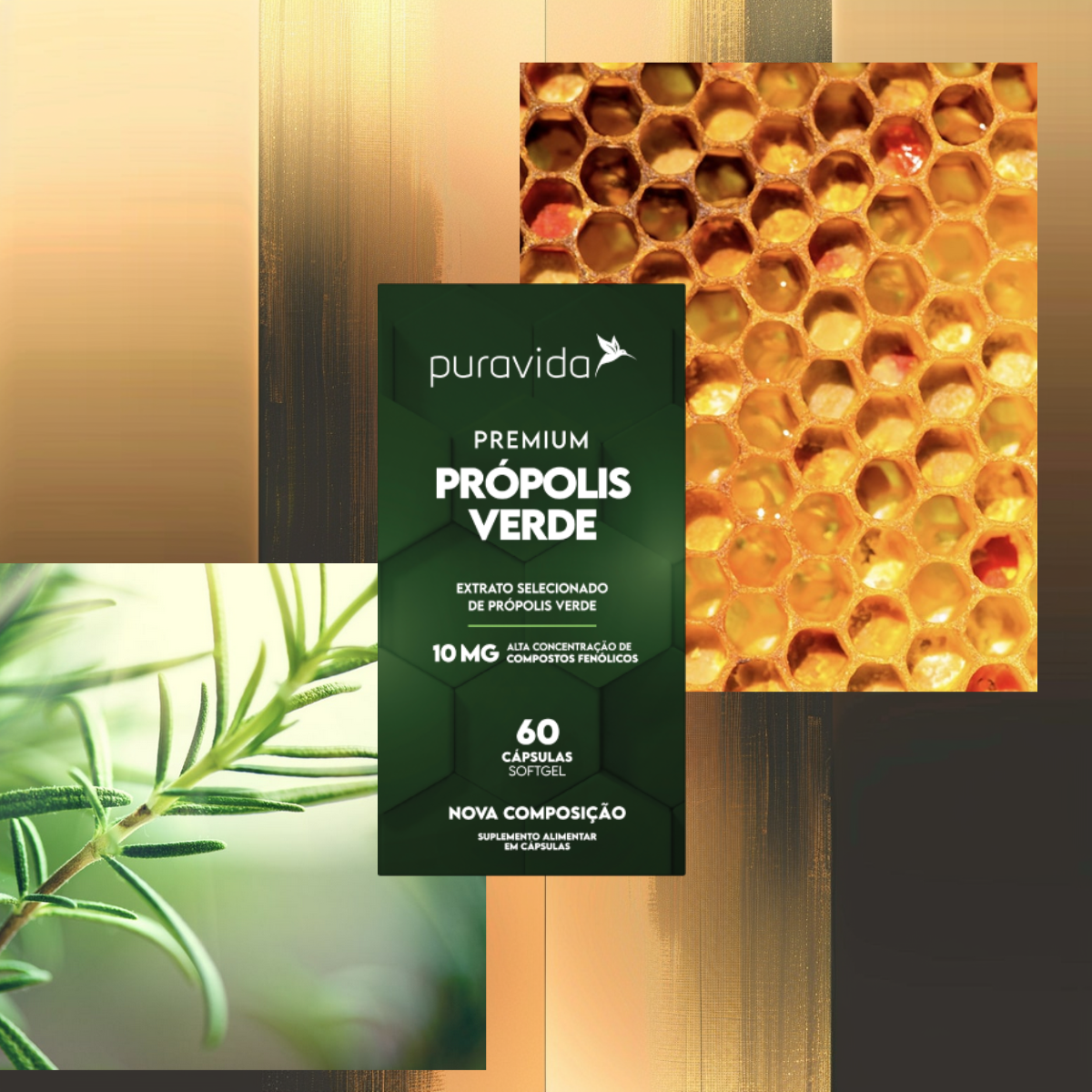 Kit 2x Própolis Premium Puravida 10mg 60 cápsulas Softgel - Distrix