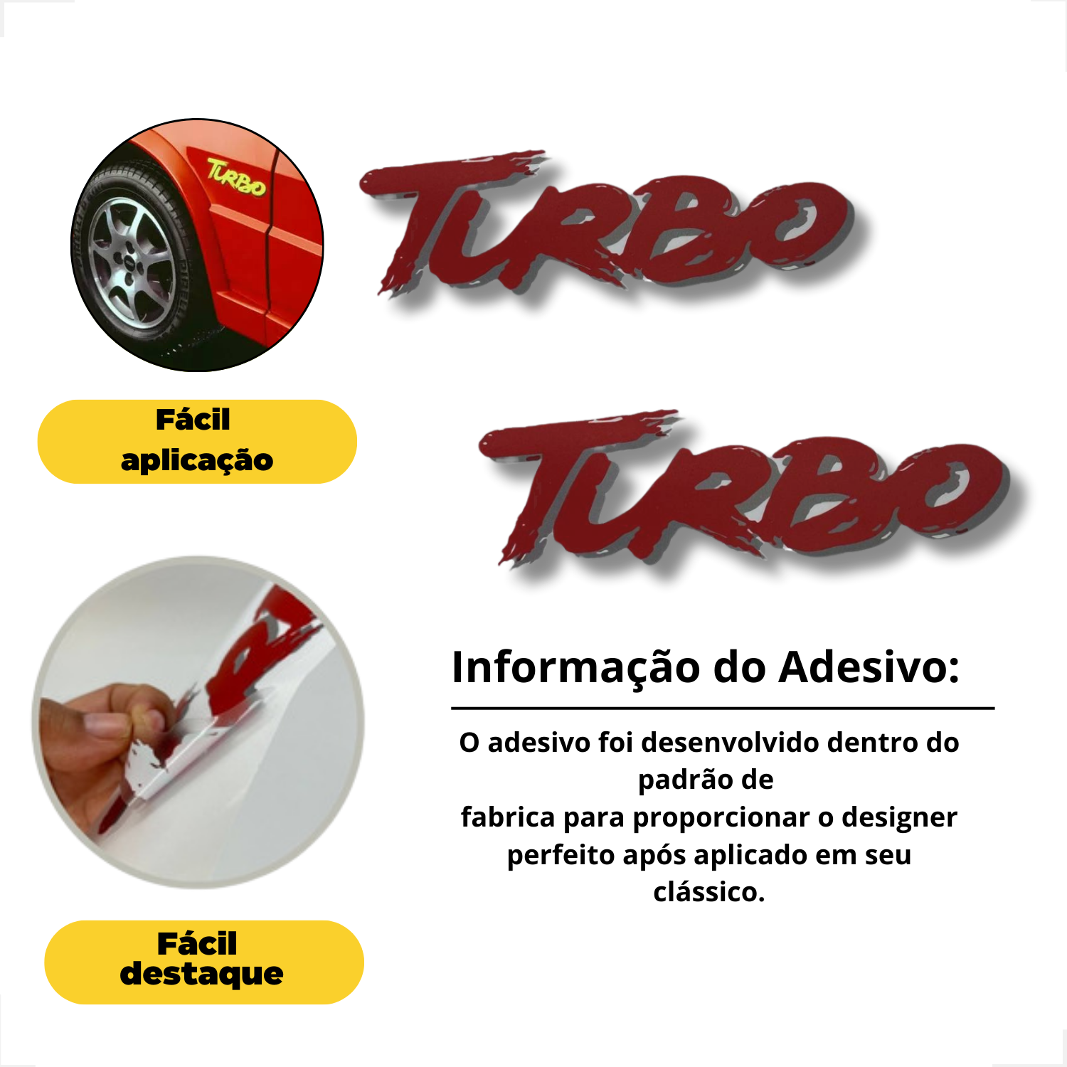 Adesivo Emblema Lateral Turbo do Fiat Uno Turbo 1,4 94 à 96-Vermelho ...