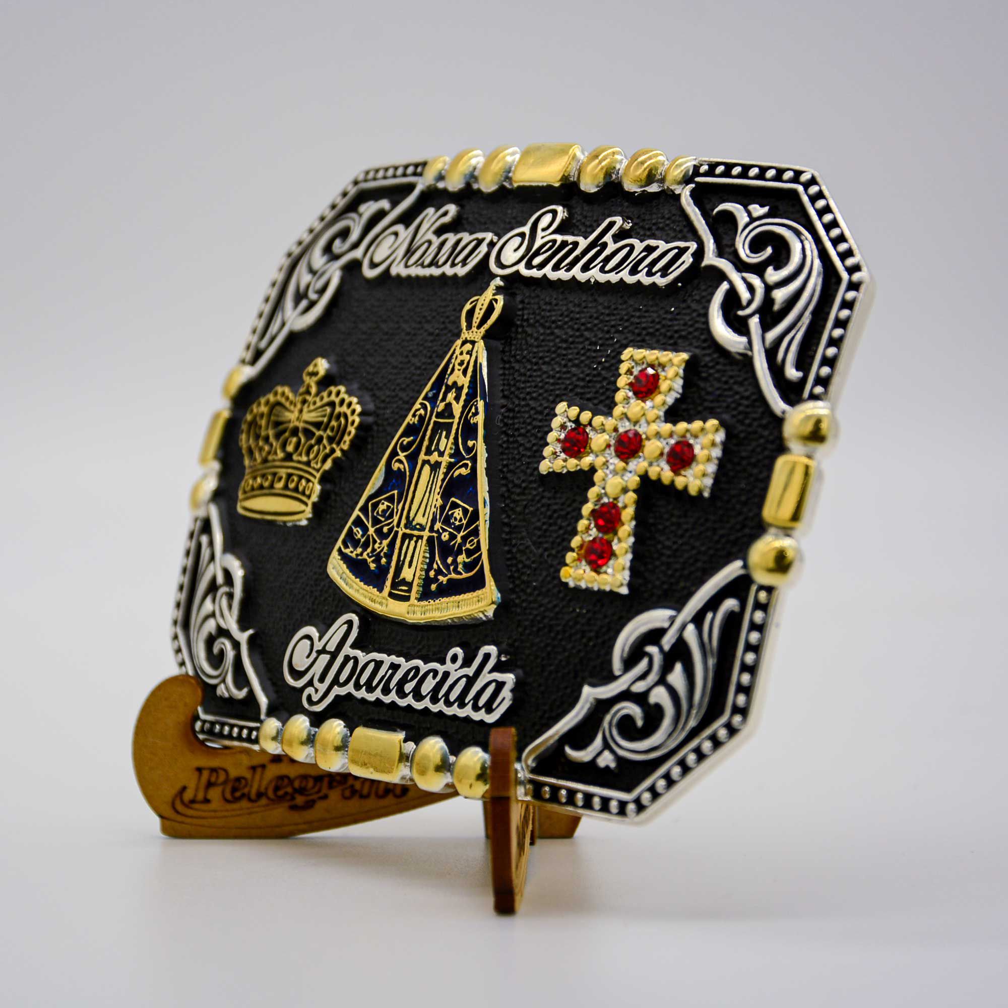Fivela Nossa Senhora Aparecida - Cruz e Coroa - PLG - A sua loja de Fivelas