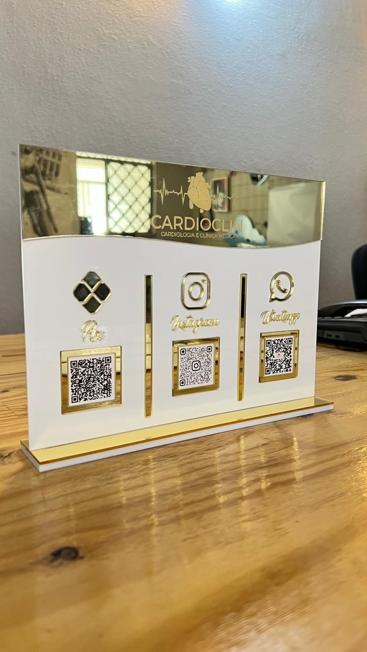 Display com 3 QR Code (pix, WhatsApp, Instagram, Google, Wi-Fi e muito ...