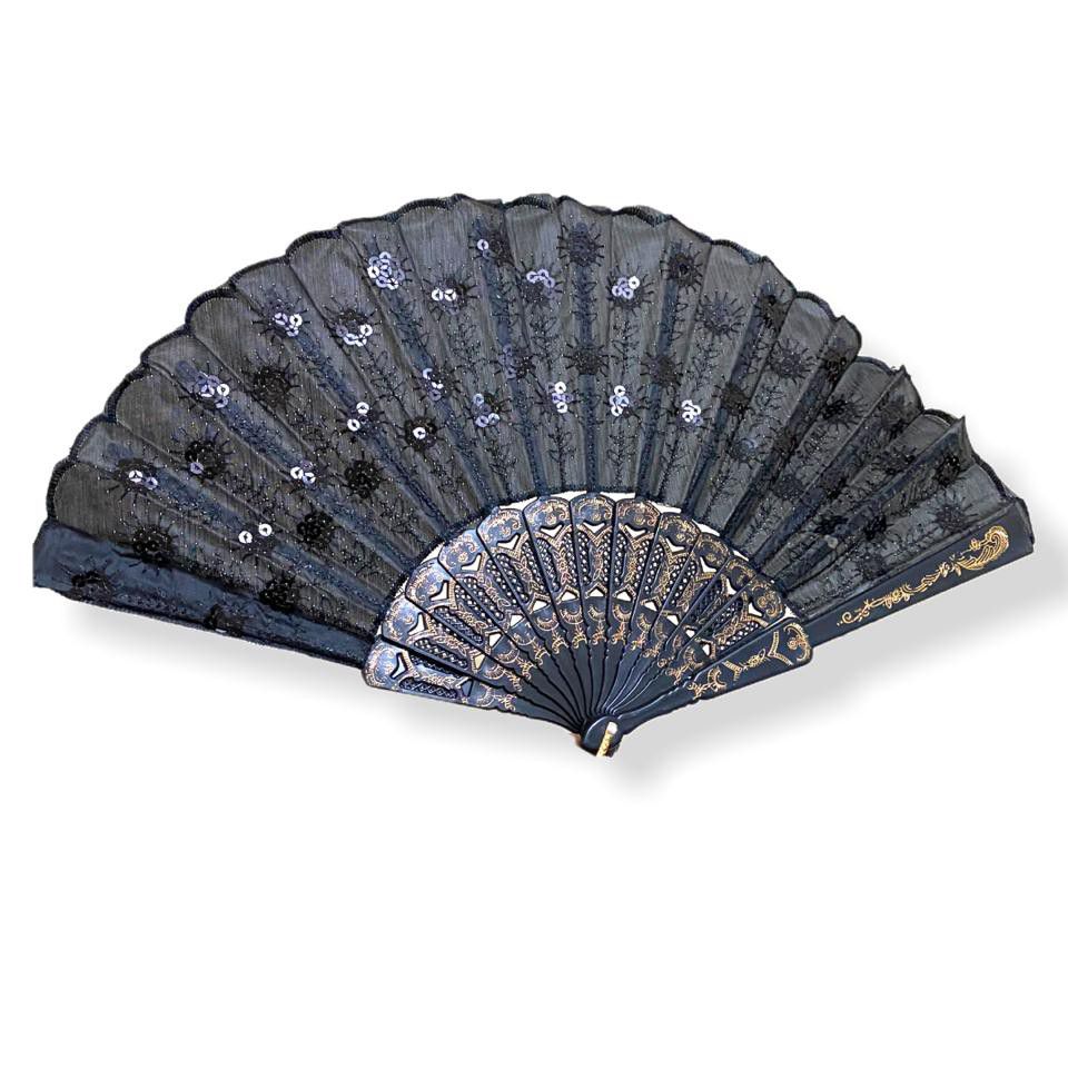 Leque Luxo Pomba Gira Cigana Preto Paetê - Loja Salve Jorge Guerreiro ...