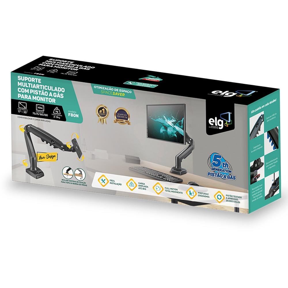 Suporte Articulado de Mesa com Pistão a Gás para Monitor de 17” a 35 ...