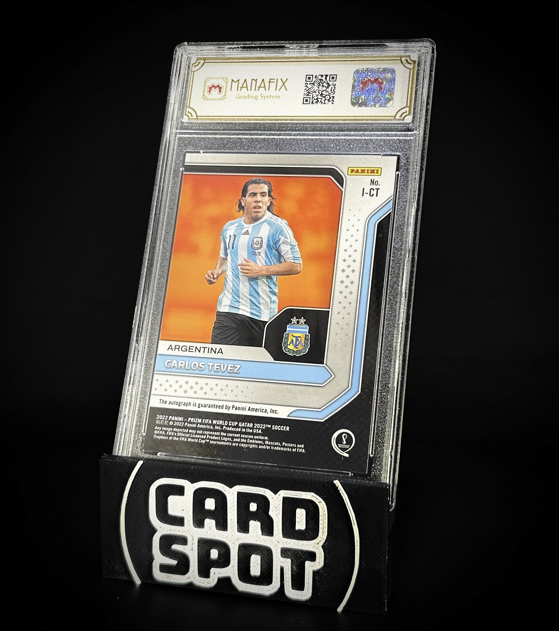 Carlos Tevez MGS 9 Autógrafo - 2022 Panini Przm FIFA World Cup - Card Spot