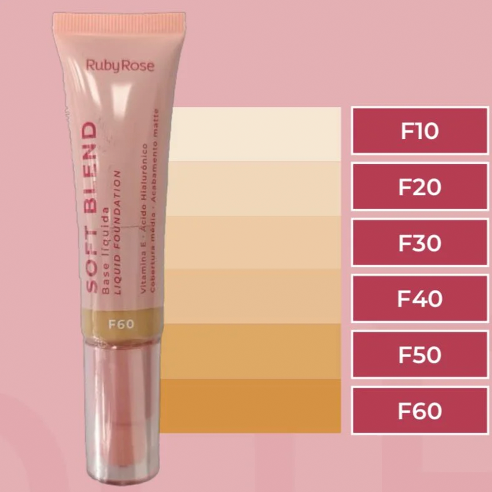 Base Líquida Soft Blend (COR F20) - Ruby Rose - Encanto Da Maquiagem