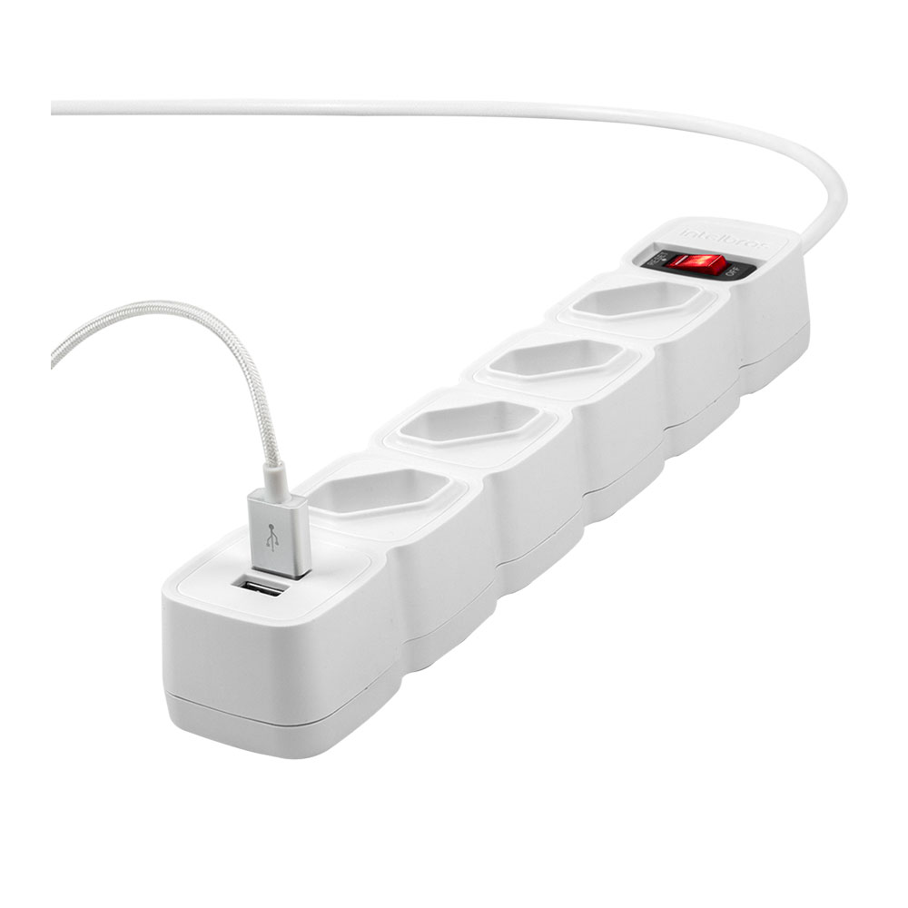 Filtro de Linha Protetor c/ 4 Tomadas e 2 USB Intelbras EPE 204 - Giralar - A loja da sua casa