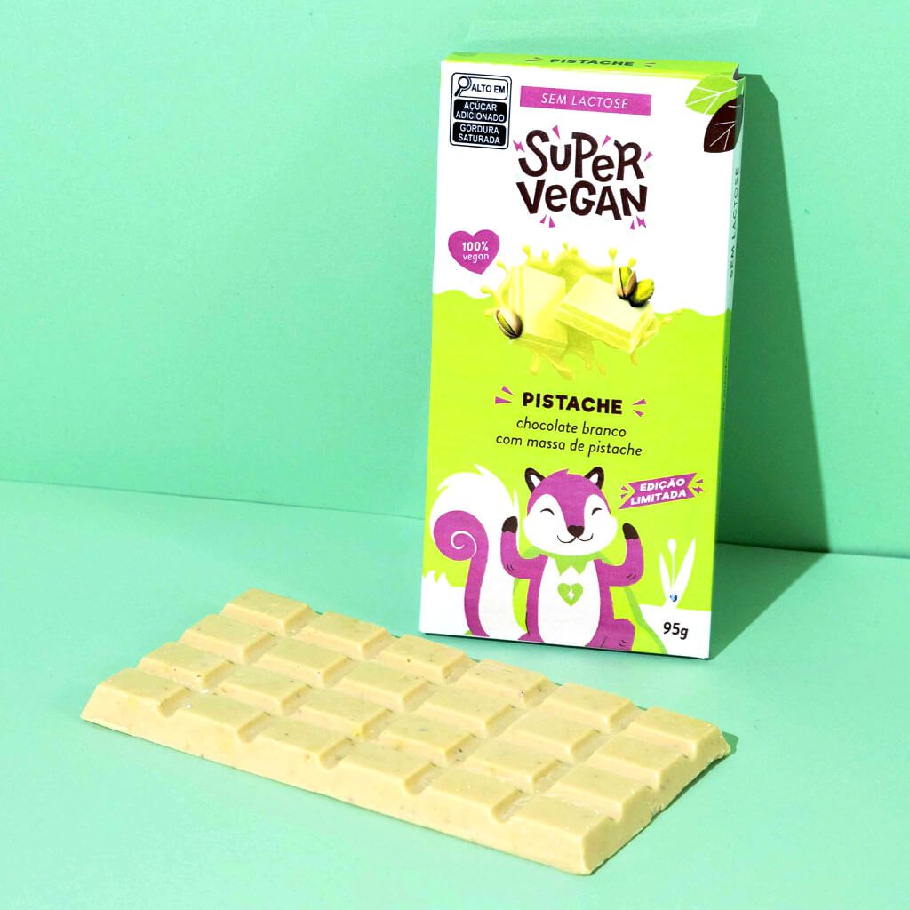 Chocolate Branco C/ Pistache Super Vegan 95g - Casa Veg - A Casa do Vegano