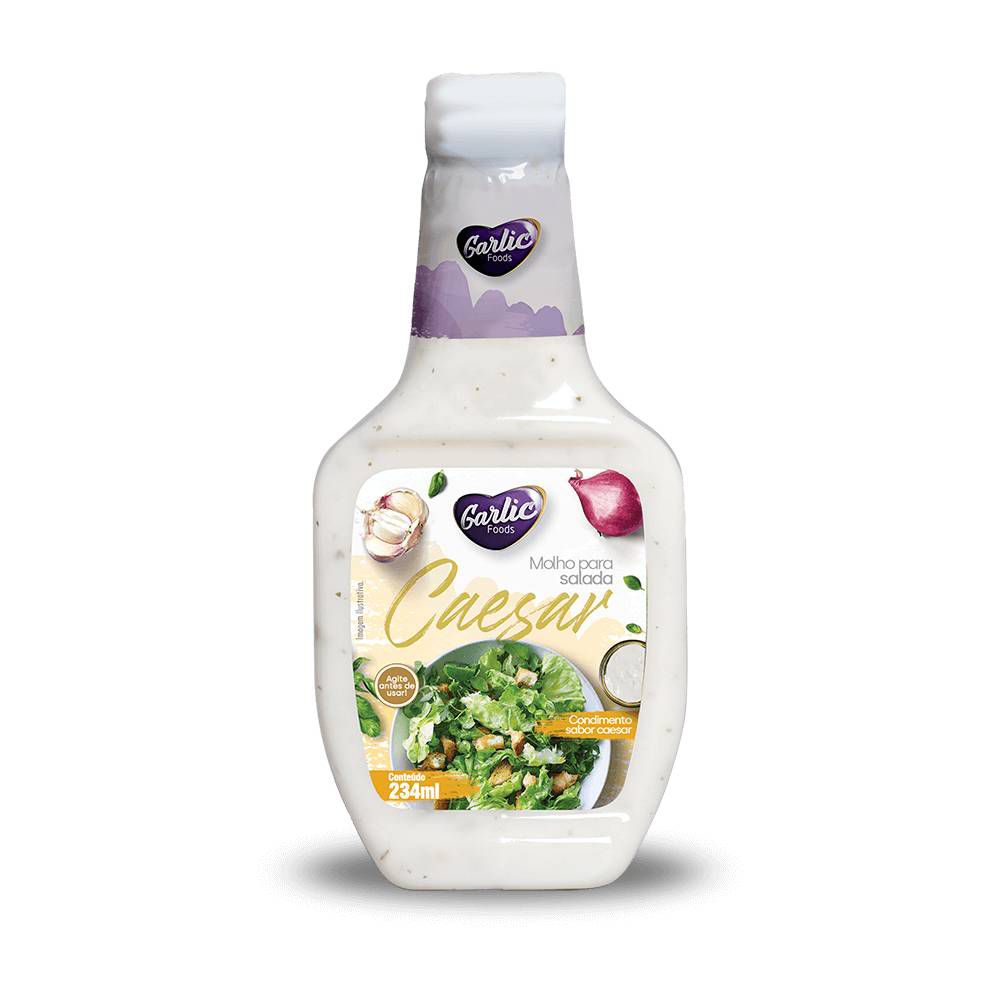 Molho Salada 6 Sabores 234ml cada Garlic Foods Sem Glúten - Caesar, Caseiro, Italiano, Limão ...