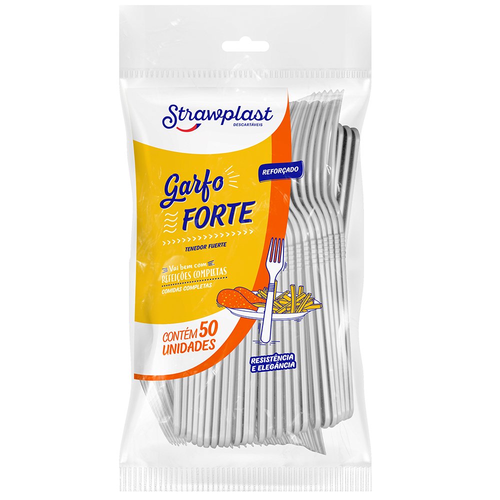 GARFO FORTE BRANCO STRAWPLAST C/ 50 - Boni Embalagens