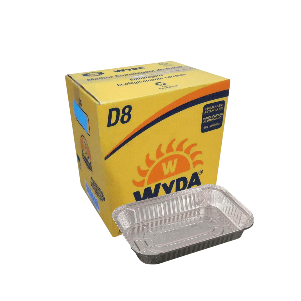 BANDEJA DE ALUMINIO D8 SEM TAMPA 1500 ML C/ 100 WYDA - Boni Embalagens